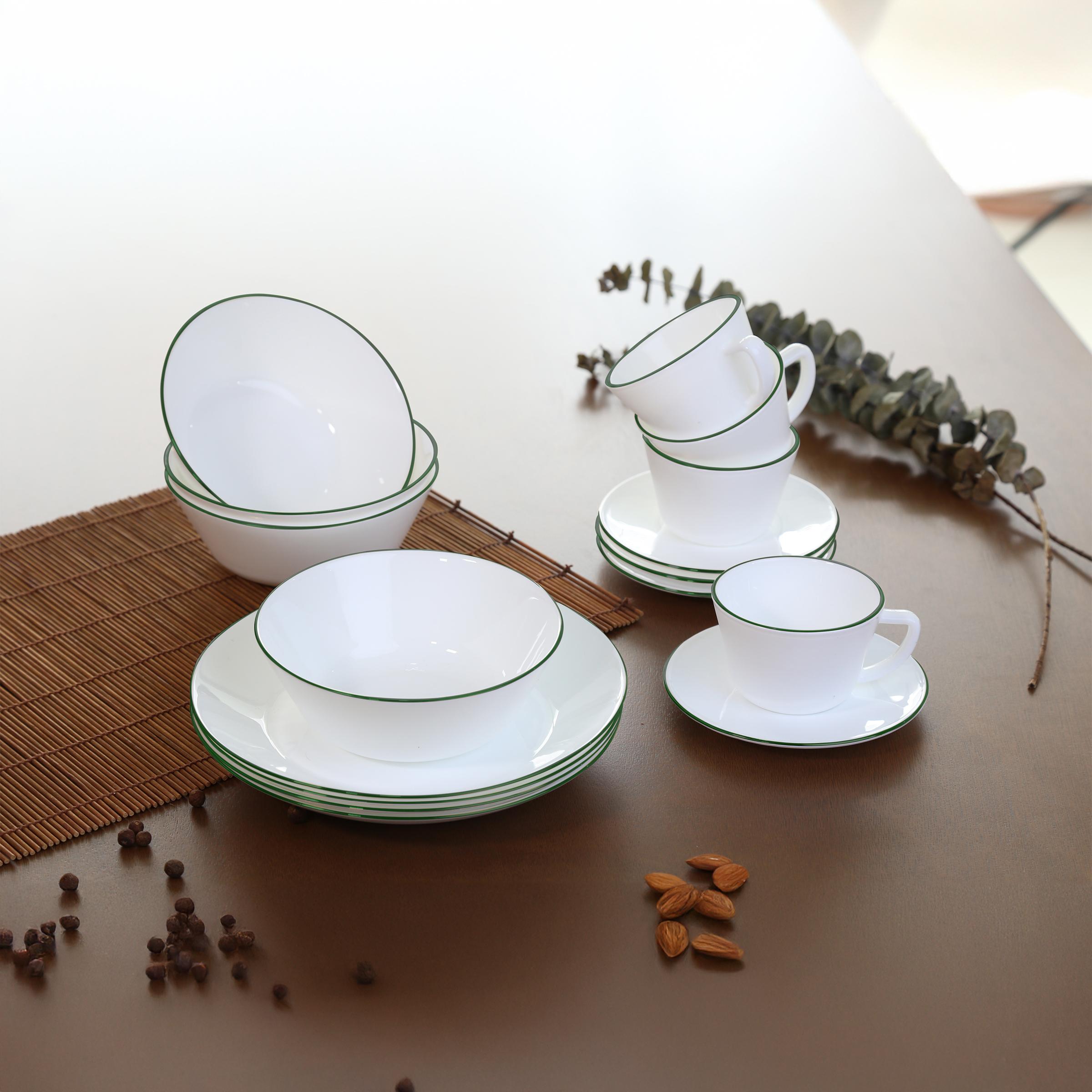 Vajilla Vitroceramica Borde Verde